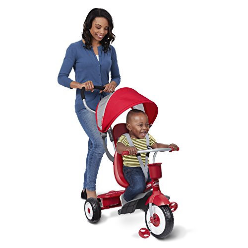 Radio Flyer 4-in-1 Stroll 'N Trike, Red Tricycle for Toddlers Age 1-5, Toddler Bike