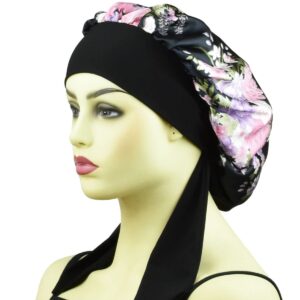 Silk Bonnet Satin Bonnet for Sleeping Curly Hair Cover Sleep Cap Silk Night Caps for Women Large Silk Sleep Bonnet with Tie