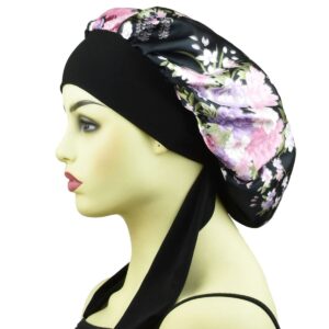 Silk Bonnet Satin Bonnet for Sleeping Curly Hair Cover Sleep Cap Silk Night Caps for Women Large Silk Sleep Bonnet with Tie