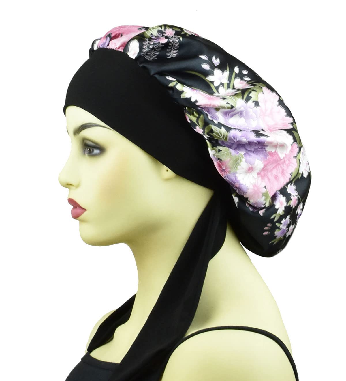 Silk Bonnet Satin Bonnet for Sleeping Curly Hair Cover Sleep Cap Silk Night Caps for Women Large Silk Sleep Bonnet with Tie