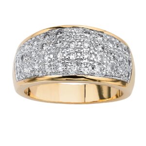 palmbeach yellow gold-plated round cubic zirconia dome pave ring sizes 6-10 size 6