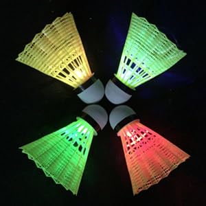 ZHENAN LED Badminton Shuttlecocks Dark Night Glow Birdies Lighting for Outdoor & Indoor Sports Activities (Nylon_5pcs)