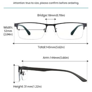 Cyxus Blue Light Blocking Computer Glasses for Men Semi Rim Glasses Crystal Lens UV Blocking Gaming Eyeglasses Black Frame