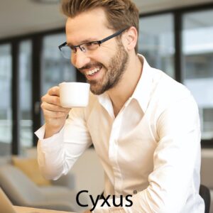 Cyxus Blue Light Blocking Computer Glasses for Men Semi Rim Glasses Crystal Lens UV Blocking Gaming Eyeglasses Black Frame