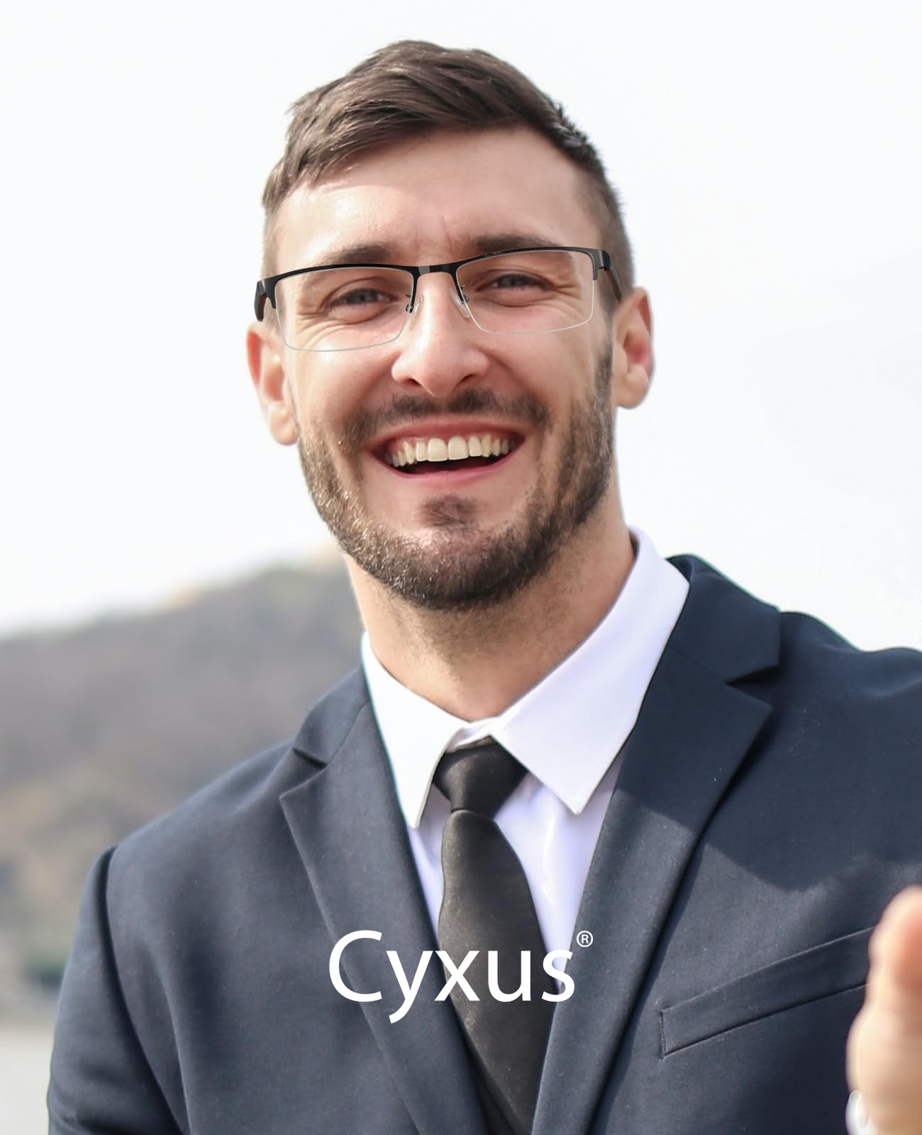 Cyxus Blue Light Blocking Computer Glasses for Men Semi Rim Glasses Crystal Lens UV Blocking Gaming Eyeglasses Black Frame