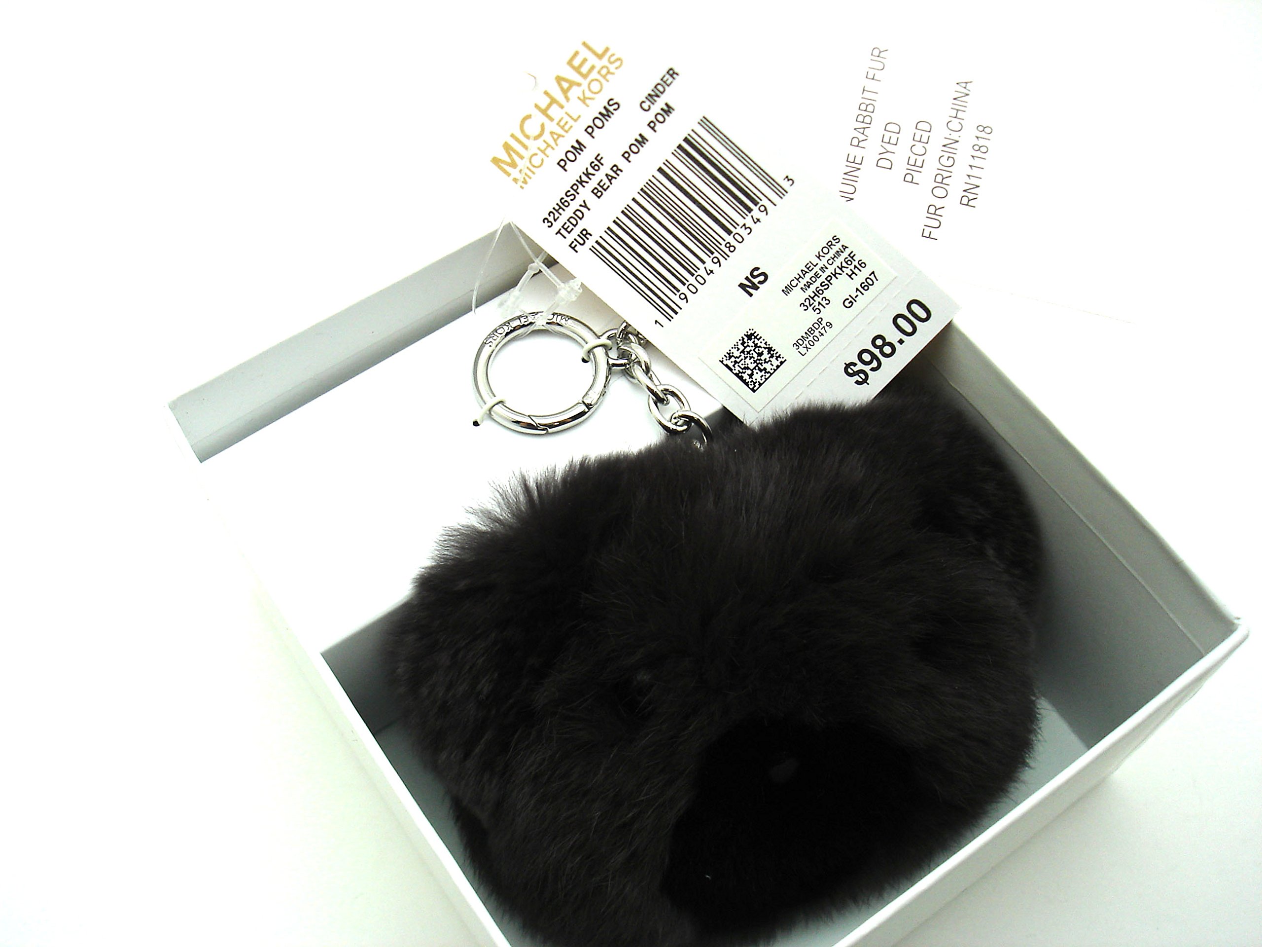 Michael Michael Kors Teddy Bear Pom Fur Key Chain Toy Fob Bag Charm (Cinder)