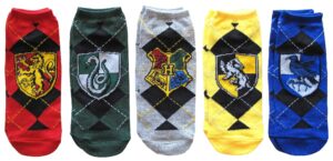 hyp harry potter house crests argyle pattern juniors/womens 5 pack ankle socks