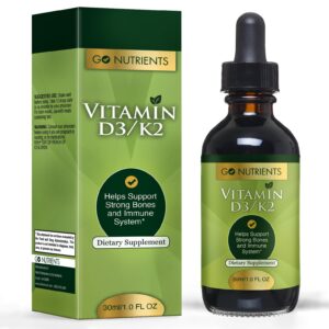 go nutrients liquid vitamin d3 k2 drops - for bone & heart health - fast absorption vitamin d drops for adults & kids, gmo-free, vit d3 mk7, supports immunity & healing, 1.0 oz. | 90 servings