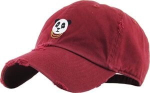 kbsv-056 bur panda dad hat baseball cap polo style unconstructed adjustable vintage