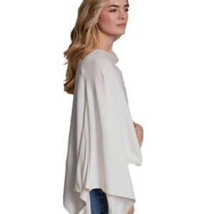 Carolina Grace by Alashan Lightweight & Super Soft Cashmere Blend Poncho- Great Gift Item! 95% Cotton/5% Cashmere Blend - One Size Fit - White