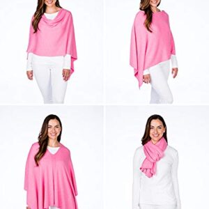 Carolina Grace by Alashan Lightweight & Super Soft Cashmere Blend Poncho- Great Gift Item! 95% Cotton/5% Cashmere Blend - One Size Fit - White