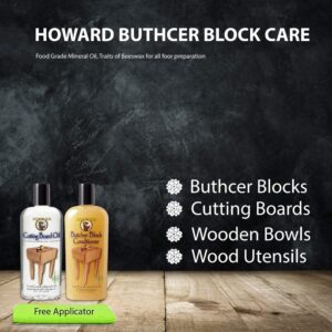 Howard Butcher Block Conditioner and Cutting Board Oil 12 oz, Food Grade Conditioner and Oil, Great for Heave Use Cutting Boards and Utensils, Re hydrate your Cutting Blocks