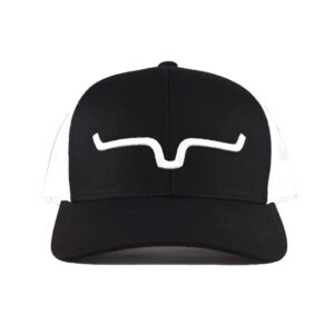 kimes ranch caps adjustable snapback weekly trucker hat/black-white