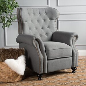 christopher knight home walder tufted fabric recliner, charcoal