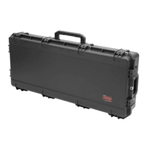 skb cases iseries single or double hunting bow equipment case with hard durable plastic exterior, wheels, and grip handles, black