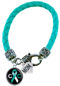 holly road bracelet custom cervical cancer awareness teal leather mom or dad charm only jewelry