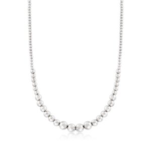 ross-simons italian 4-10mm sterling silver bead graduated necklace. 20 inches