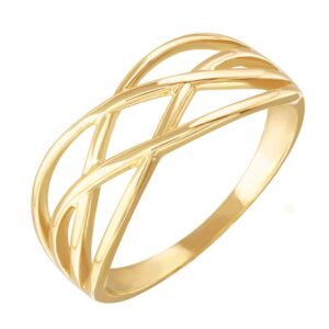 modern contemporary rings 14k yellow gold woven celtic knot band style ring - size 9-1/4