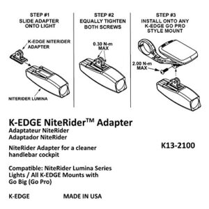 K-Edge Niterider Light Adapter Gunmetal, One Size