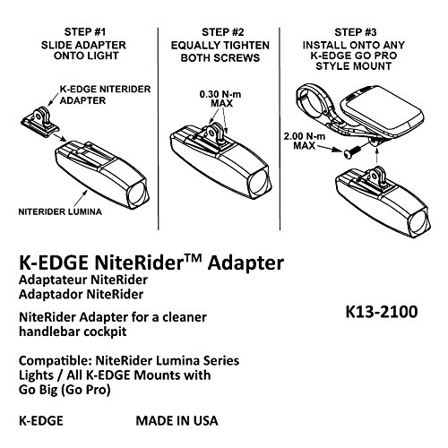 K-Edge Niterider Light Adapter Gunmetal, One Size