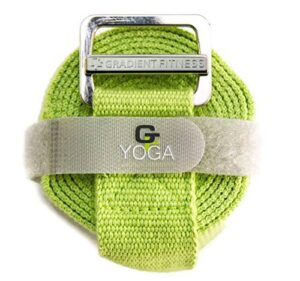 gradient fitness yoga strap, friction-less easy-feed buckle, yoga straps for stretching, super soft cotton/polyester blend webbing, yoga band, free eguide. (8 feet) green