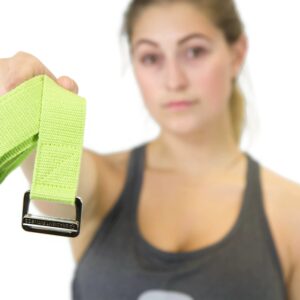 Gradient Fitness Yoga Strap, Friction-Less Easy-Feed Buckle, Yoga Straps for Stretching, Super Soft Cotton/Polyester Blend Webbing, Yoga band, Free eGuide. (8 Feet) Green