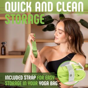 Gradient Fitness Yoga Strap, Friction-Less Easy-Feed Buckle, Yoga Straps for Stretching, Super Soft Cotton/Polyester Blend Webbing, Yoga band, Free eGuide. (8 Feet) Green