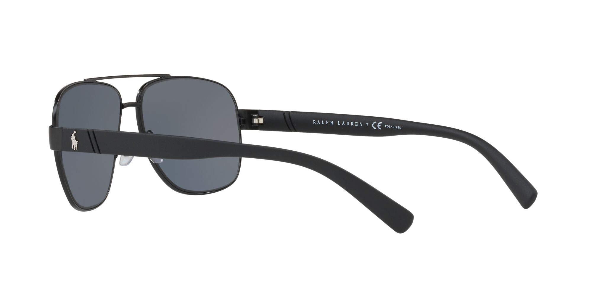 Polo Ralph Lauren Mens PH3110 Aviator Sunglasses, Semi-Shiny Black/Polarized Grey, 60 mm