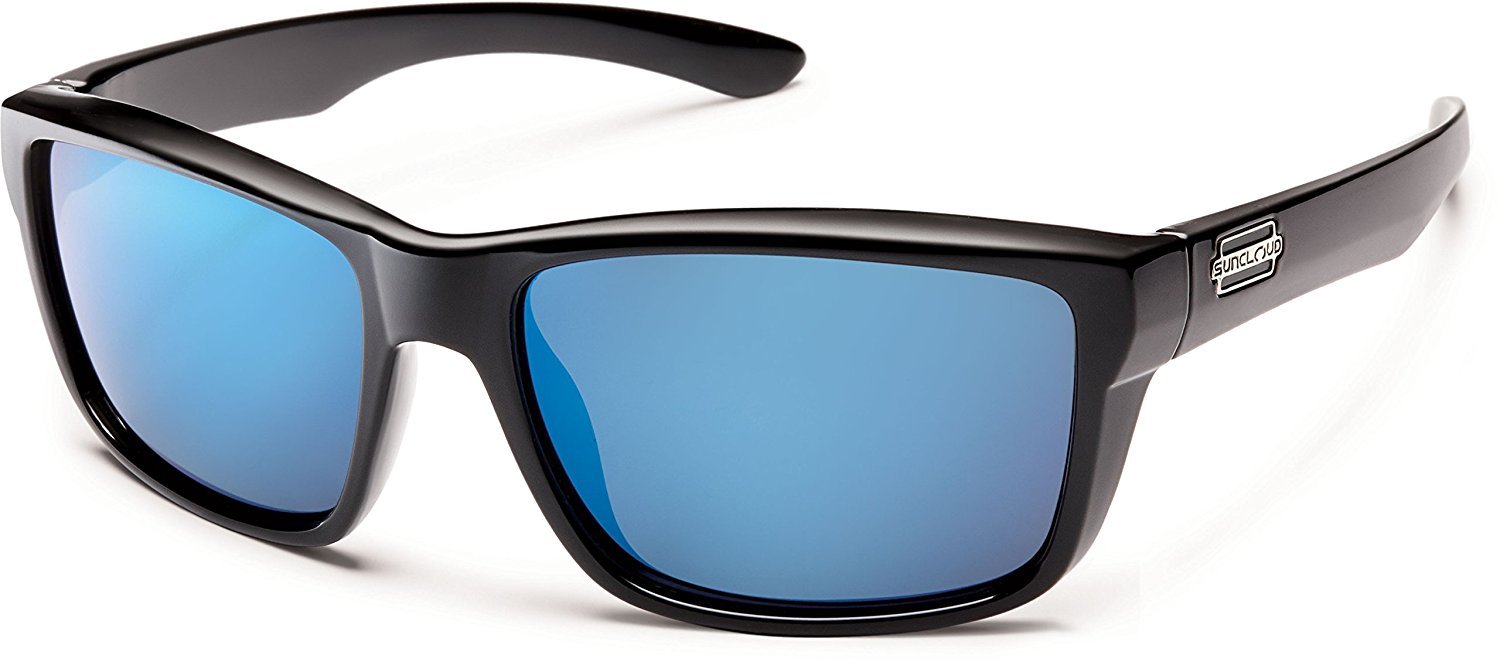 Suncloud Mayor Polarized Sunglasses, Black & Blue Mirror Lens