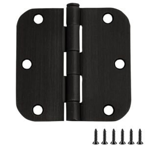 design house 181438 door hinges for interior doors radius corner steel door hinge door hardware, 3-1/2-inch x 3-1/2-inch, oil rubbed bronze, 3-pack