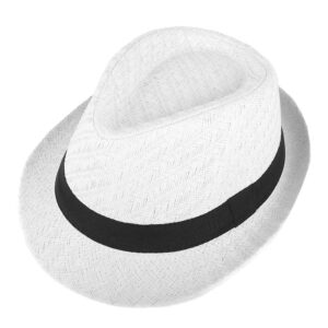 westend unisex short brim fedora - hats for men & women + straw fedora hats, cooling mesh hats, fashion fedora hats 2023 white