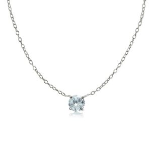 ice gems sterling silver small dainty round aquamarine choker necklace