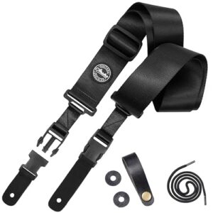 amumu snapclock guitar strap with clip black nylon for acoustic guitar electric guitar and bass guitar include strap blocks & headstock strap tie - 2" wide