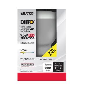 Satco S9621 9.5 Watt 120 Volt BR30 Reflector LED Light Bulb; 3000K; Frosted; 750 Lumen; 105 deg. Beam Angle; E26 Medium Base; Dimmable (12 LED Bulbs)