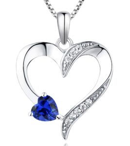 yl heart necklace 925 sterling silver love heart pendant with 5mmx5mm heart blue sapphire jewelry for women girlfriend