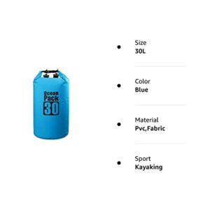 Bear Outdoor Dry Sack/Waterproof Bag for Boating, Kayaking, Hiking, Snowboarding, Camping, Rafting, Fishing and Backpacking (Blue, 30L)