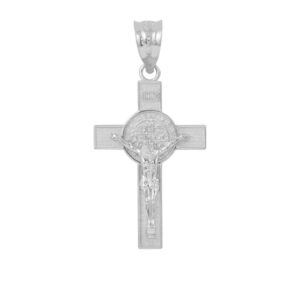 solid 925 sterling silver st. benedict crucifix cross charm pendant (1.30")