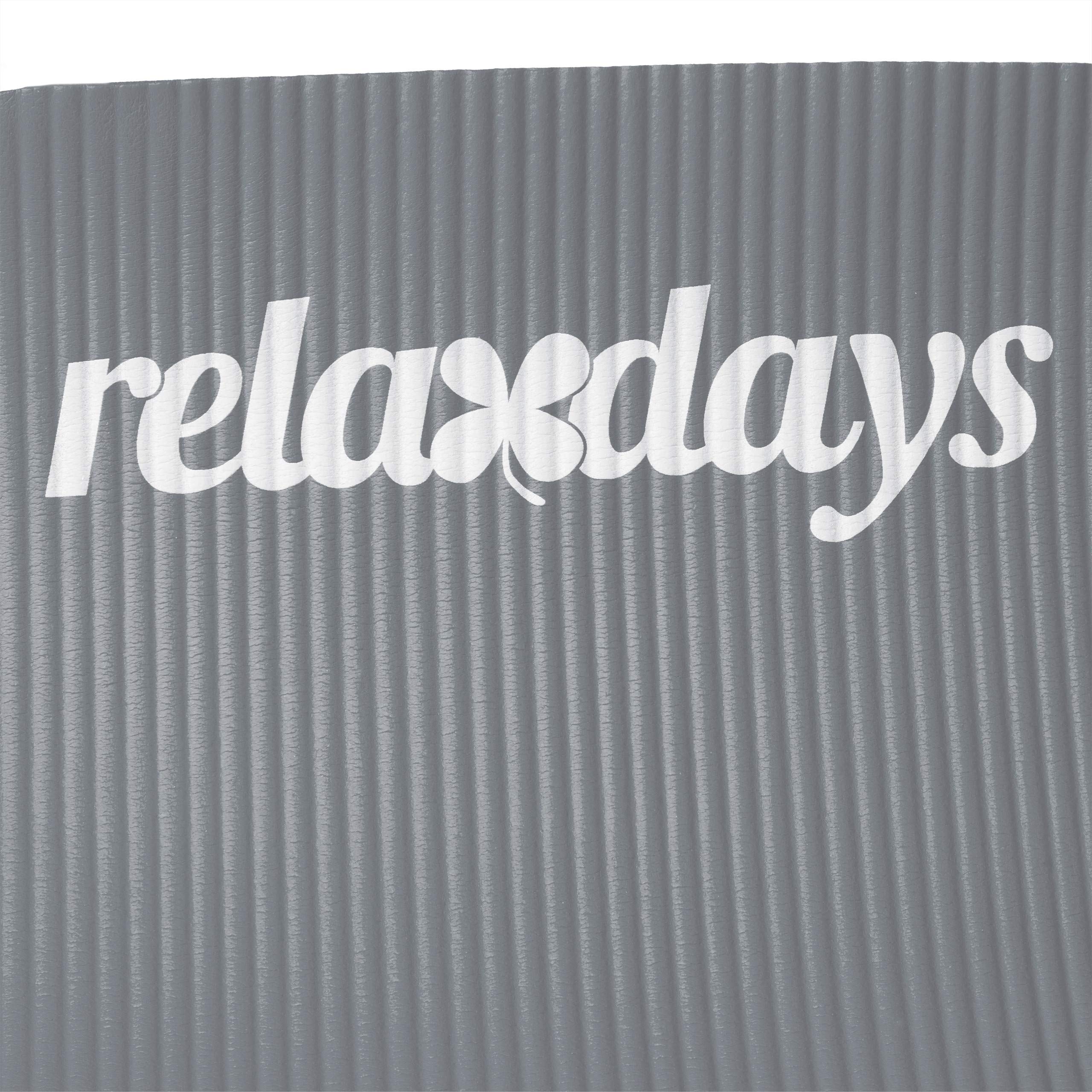 Relaxdays Unisex Adult Yoga Mat 1cm Thick Pilates Fitness Joint-friendly with Carry Strap Gym Mat 60x180cm Grey 1 Piece