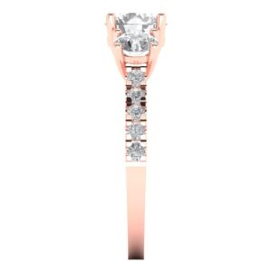 Clara Pucci 2.02 Ct Round Cut Clear Simulated Diamond 14K Rose Gold Solitaire with Accents 3 Stone Engagement Promise Ring Sz 8