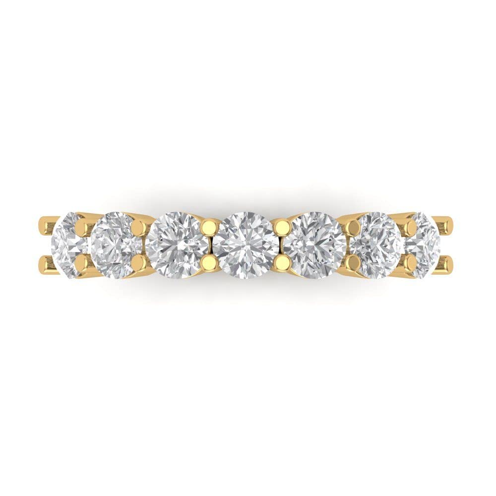 1.05 ct Round Cut Clear Simulated Diamond 14k Yellow Gold Stackable Wedding Engagement Promise anniversary Band Sz 6.5