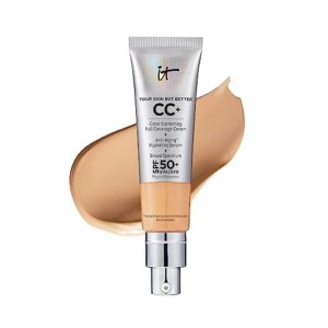 it cosmetics your skin but better cc+ cream, medium tan - color correcting cream, full-coverage foundation, hydrating serum & spf 50+ sunscreen - natural finish - 1.08 fl oz