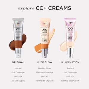 IT Cosmetics Your Skin But Better CC+ Cream, Medium Tan - Color Correcting Cream, Full-Coverage Foundation, Hydrating Serum & SPF 50+ Sunscreen - Natural Finish - 1.08 fl oz