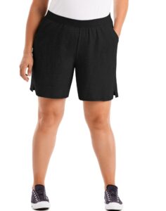 just my size womens cotton jersey pull-on shorts, 3x, black