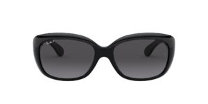 ray-ban women's rb4101 jackie ohh butterfly sunglasses, black/polarized light grey gradient dark grey, 58 mm