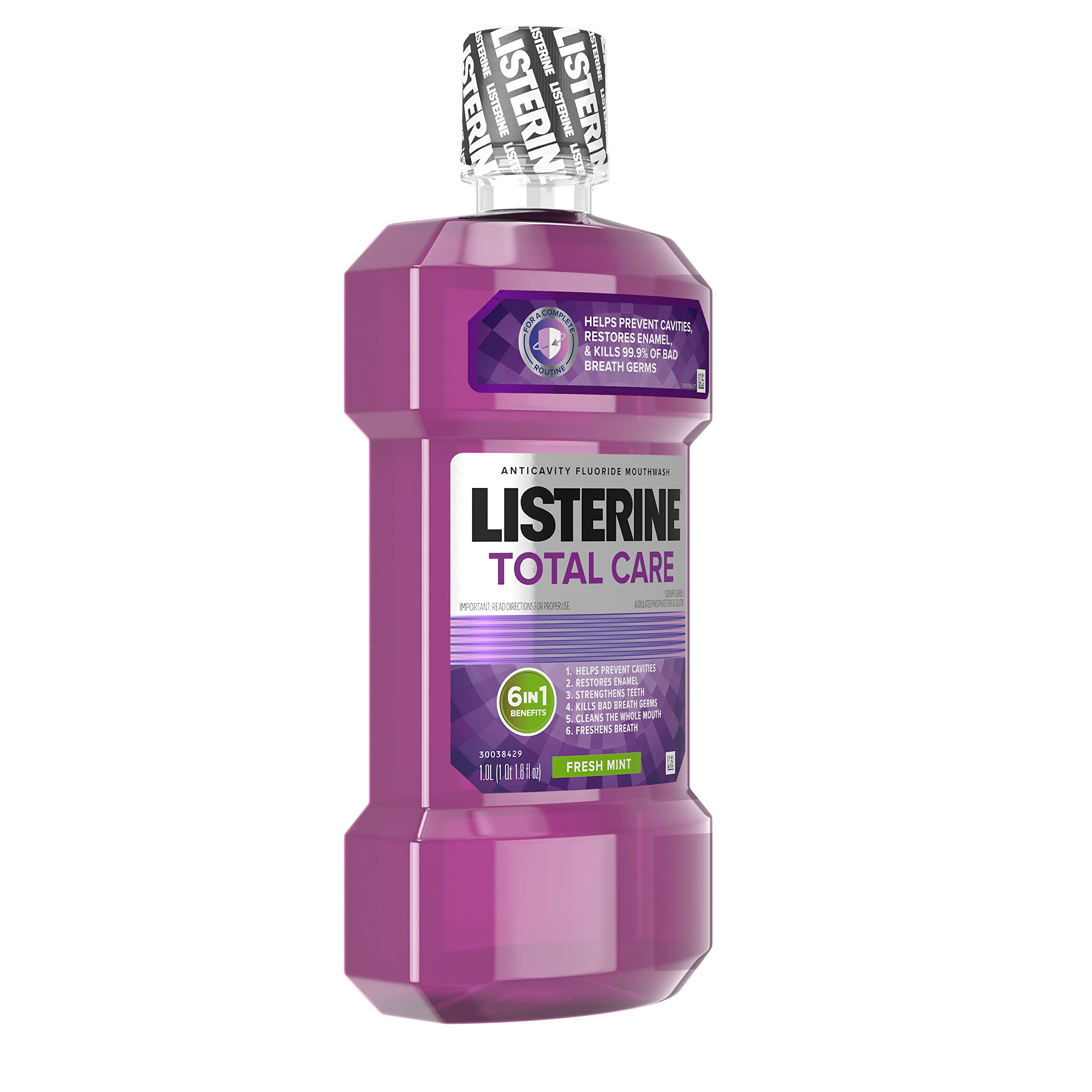 Listerine Total Care Anticavity Mouthwash, Fresh Mint, 1 L (Pack of 5)