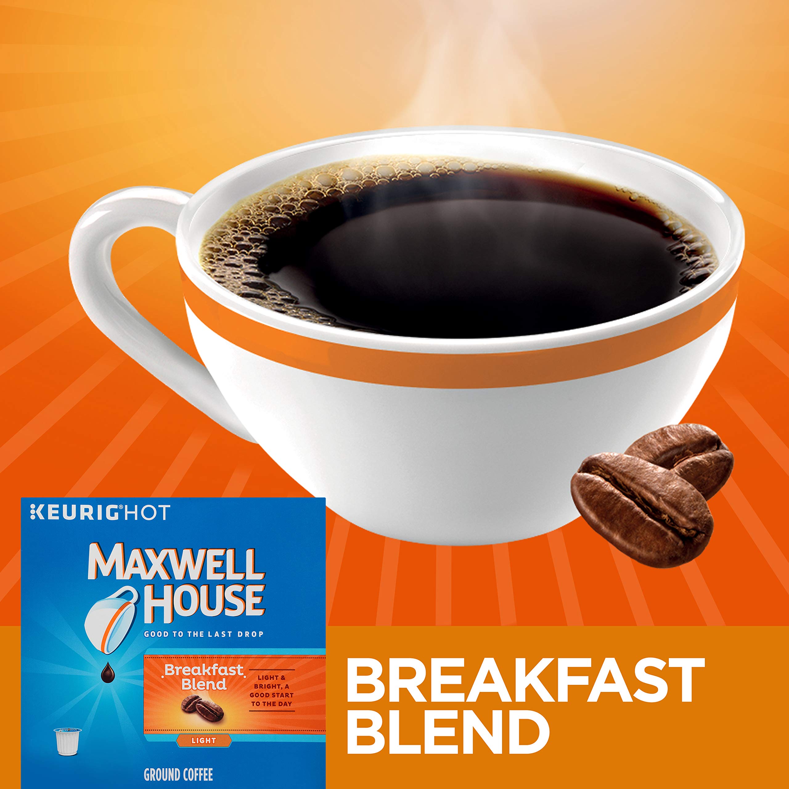 Maxwell House Breakfast Blend Coffee, K-CUP Pods, 72 count (4 Packs of 18)