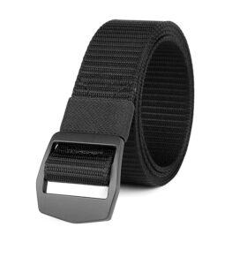 jasgood tactical heavy duty reinforced nylon belt for men adjustable military webbing belt strap with metal buckle (pants size below 42 inches, 2-black)