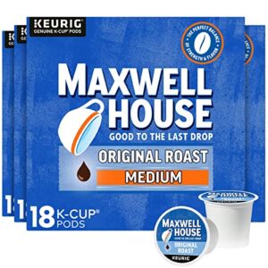 maxwell house original roast medium roast k-cup® coffee pods 72 total, pack of 4 (18 in each pack)