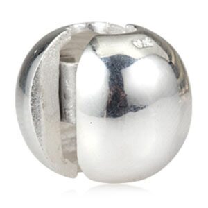 round stopper charm 925 sterling silver clip charm lock stopper charm spacer charm for pandora charms bracelet (silver)