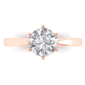 1.5 ct brilliant round cut clear simulated diamond 14k rose gold solitaire engagement promise bridal ring size 10